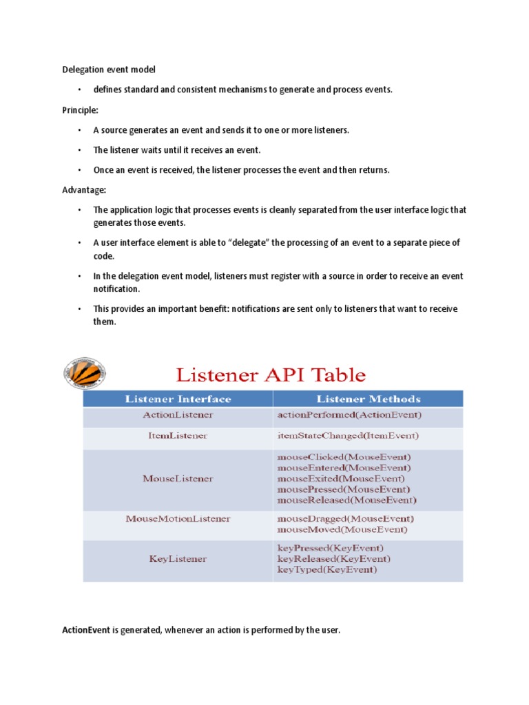 Delegation Event Model | PDF | Cursor (User Interface) | Computer Keyboard