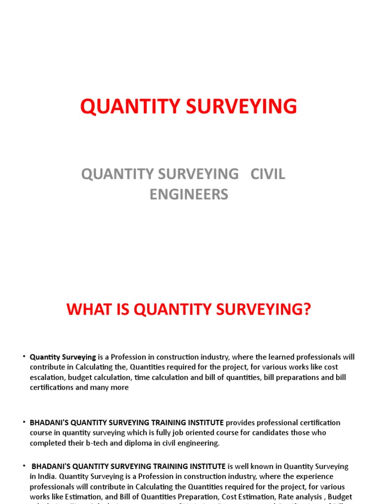 Quantity Surveying Documents Notes Books Handbook | PDF | Economic ...
