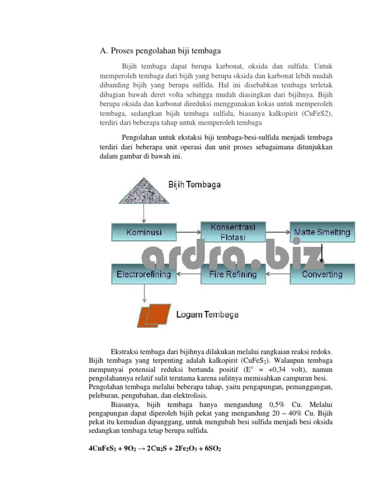 Proses Pengolahan Biji Tembaga | PDF