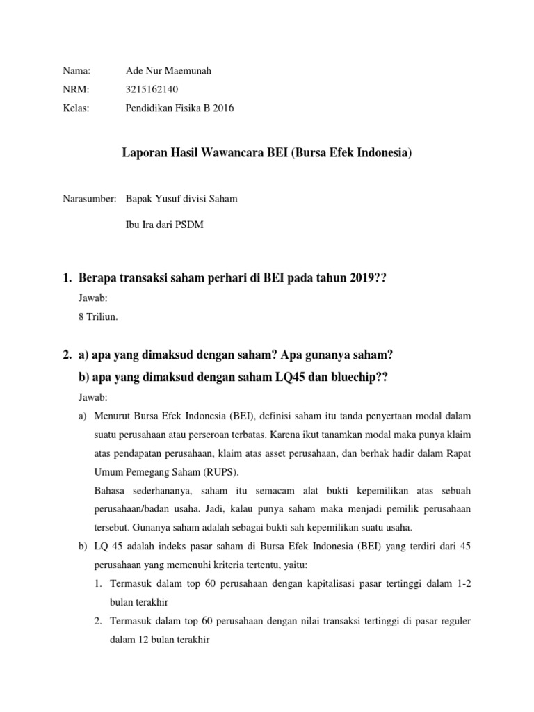 Laporan BEI | PDF