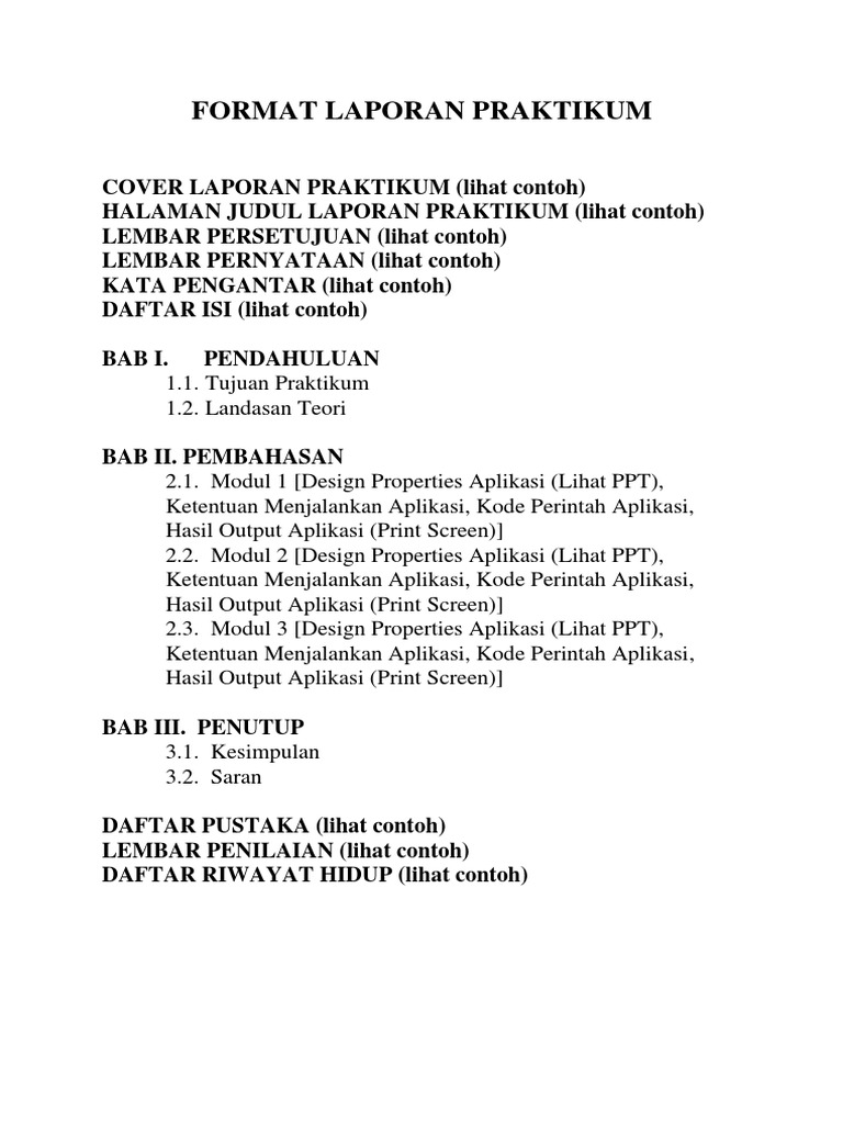 Contoh Format Laporan Praktikum Dasar Pemograman | PDF