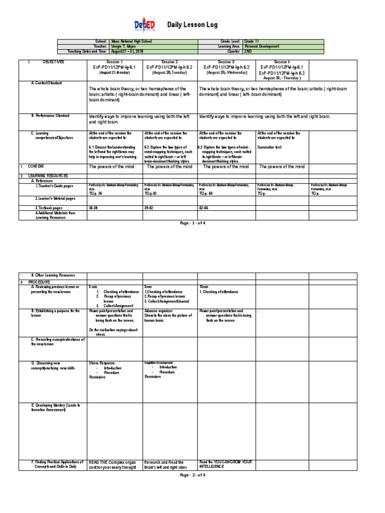 DLL PerDev Week 9.1 | PDF | Mind | Learning