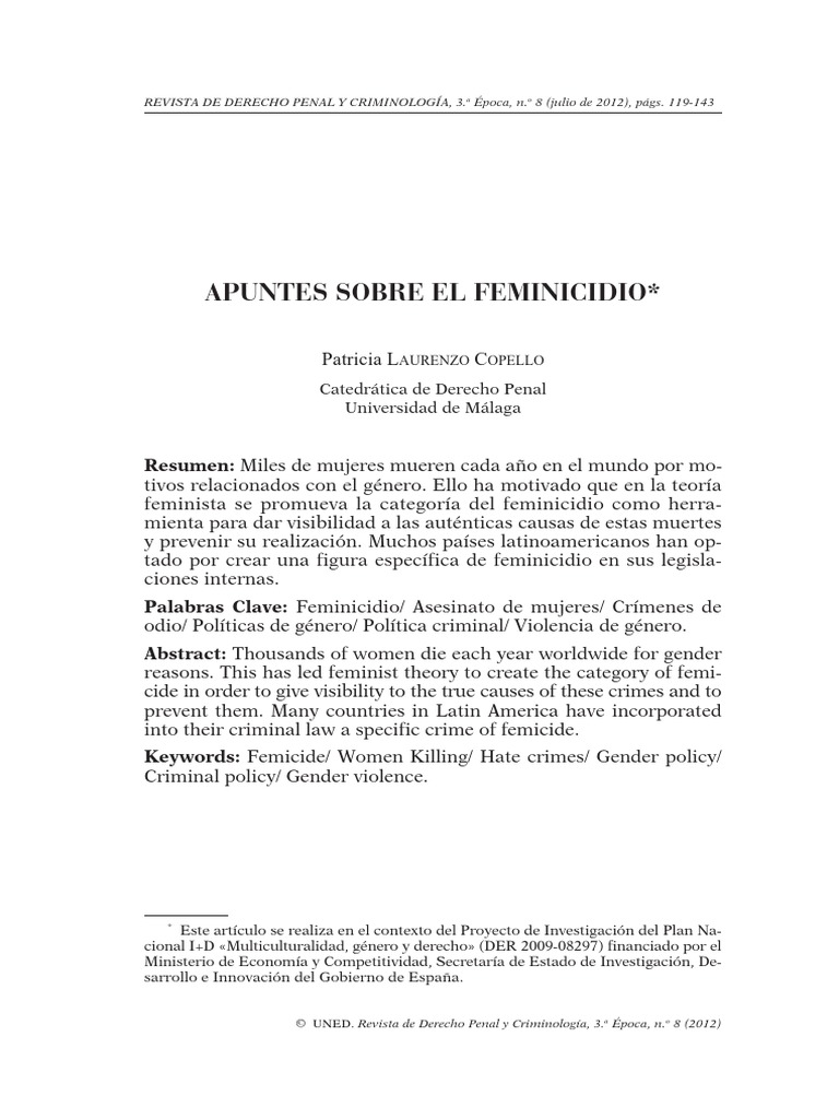 Laurenzo Apuntes Sobre El Feminicidio PDF | PDF | La violencia contra ...