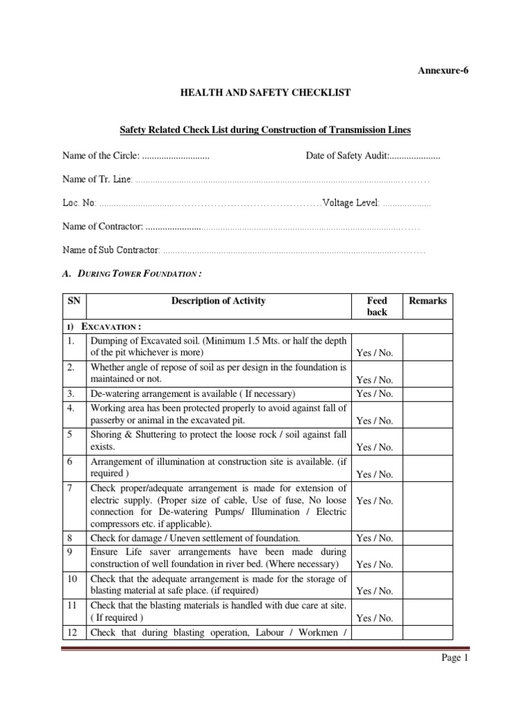 Annexure 06 Hse Checklists | PDF | Electrical Wiring | Switch