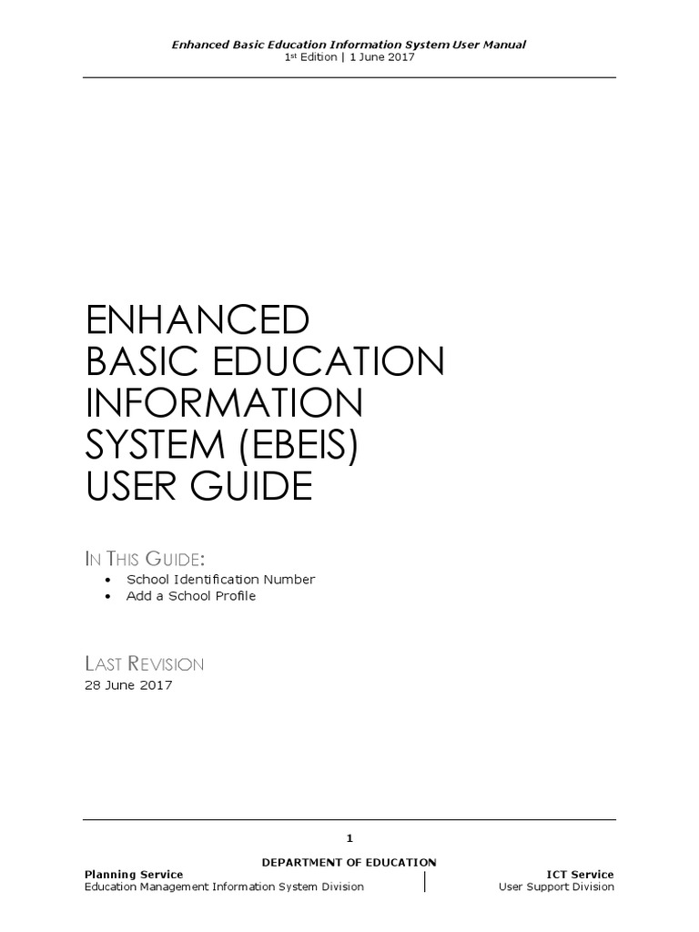 Enhanced Basic Education Information System (Ebeis) User Guide | PDF ...