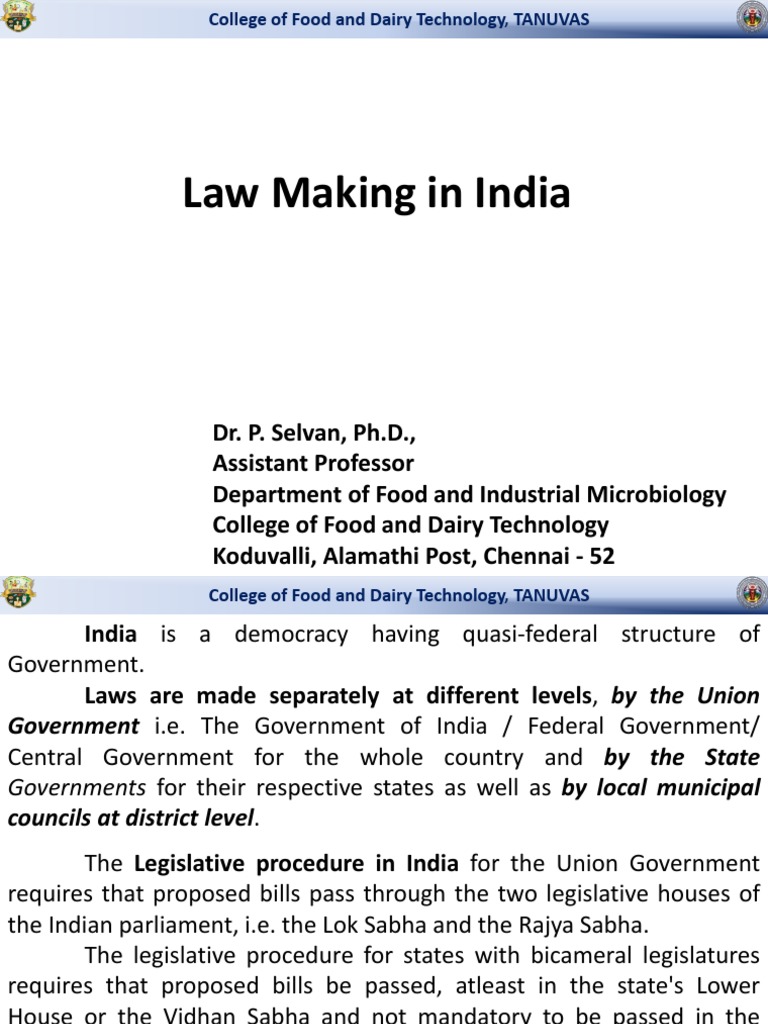 Law Making in India | PDF | Government Of India | Legislature