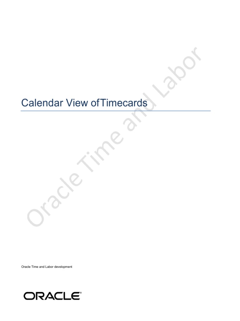 Calendar View of Timecards: Oracle Time and Labor Development | PDF ...