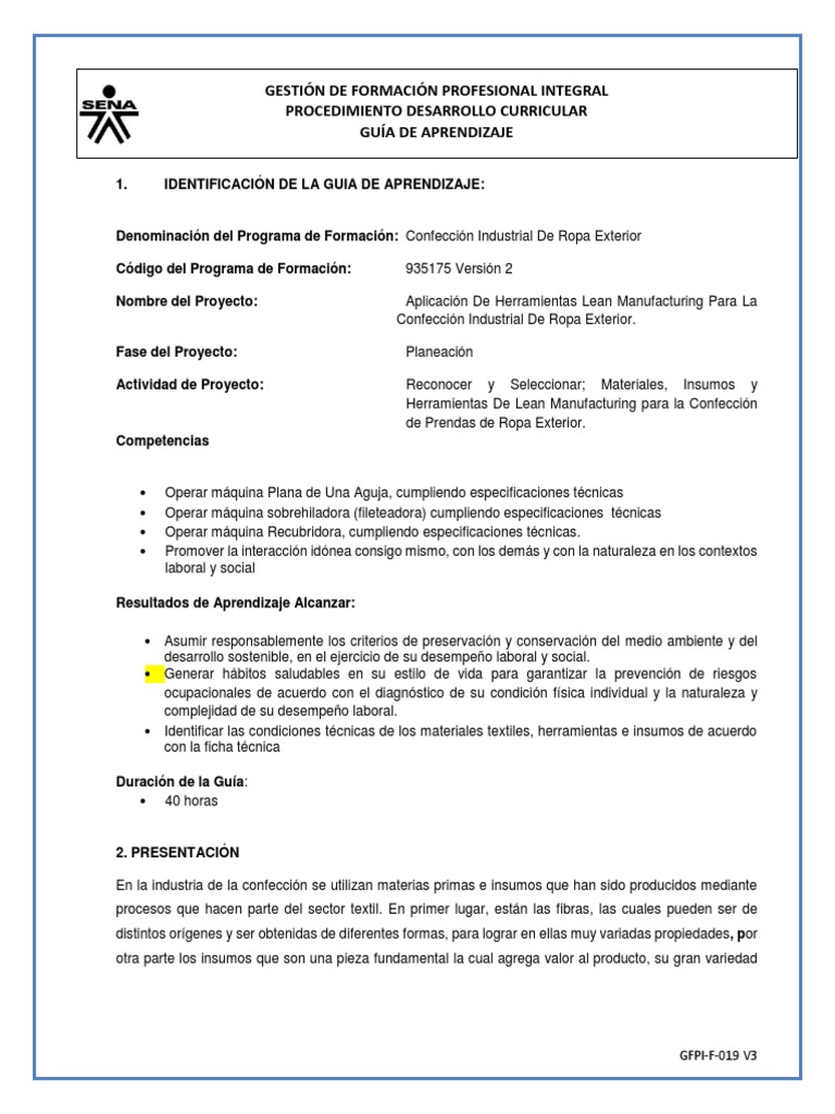 Gfpi-F-019 Formato Guia de Aprendizaje Fase Planeación Rex | PDF | Textiles | Lana