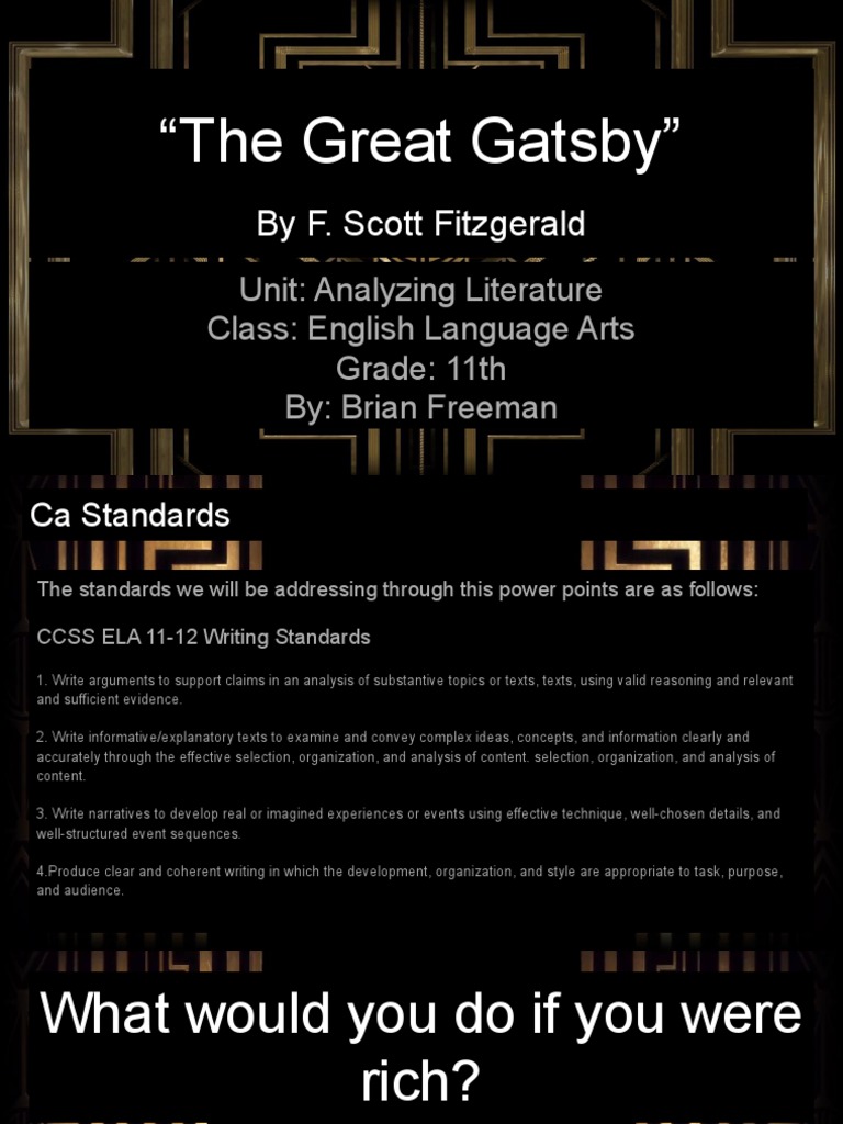 Analyzing "The Great Gatsby" for ELA | PDF | The Great Gatsby