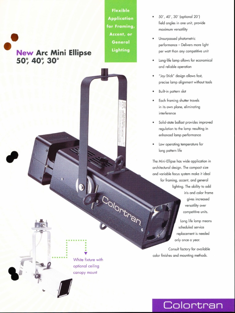 Colortran Arc Mini Ellipse Flyer 1998 | PDF | Equipment | Lighting