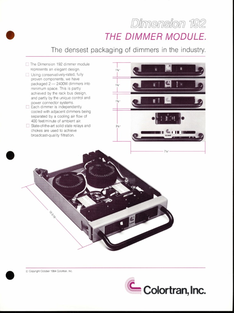 Colortran Dimension 192 Dimmer Module Spec Sheet 1984 | PDF ...