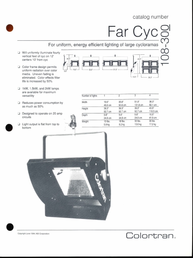 Colortran Far Cyc Spec Sheet 1994 | PDF | Incandescent Light Bulb ...
