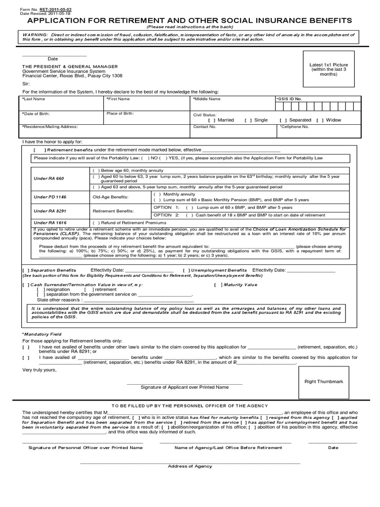 GSIS Cash Surrender Value Application | PDF | Unemployment Benefits ...