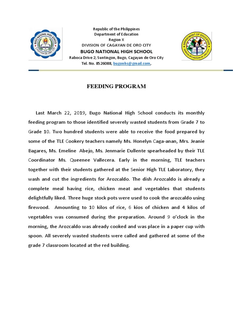 Narrative Report For Feeding Program | PDF