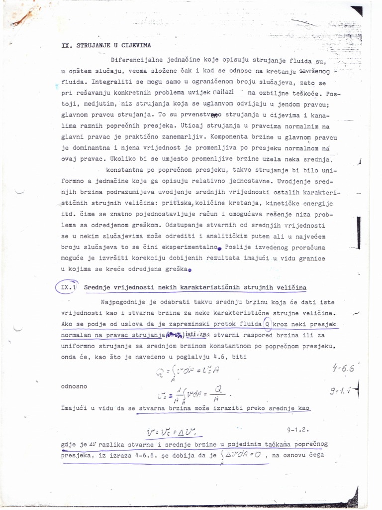 Mehanika Fluida - 009 STRUJANJE U CIJEVIMA - Skripta U Rukopisu - Prof ...