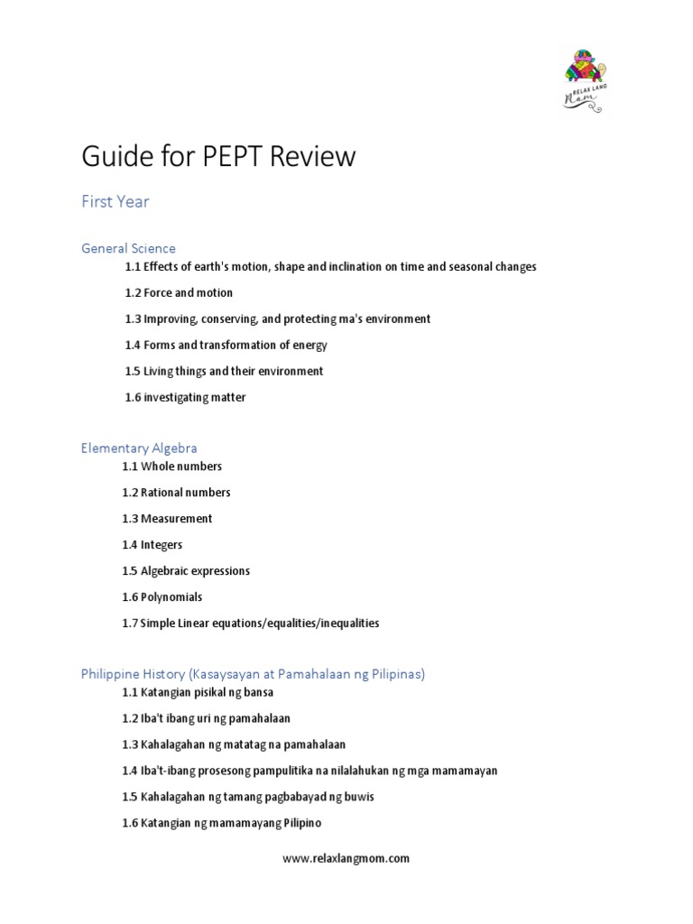 Guide Fo PEPT Review | PDF