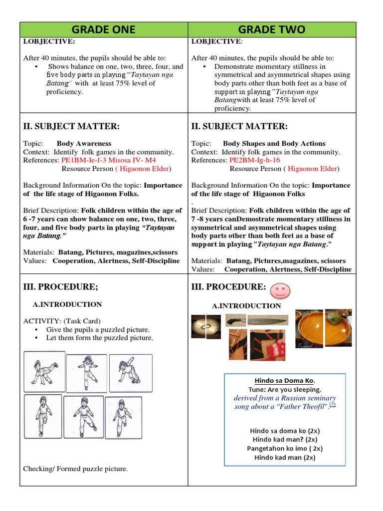Body Awareness Activities for Grades 1-2 | PDF | Limbs (Anatomy)