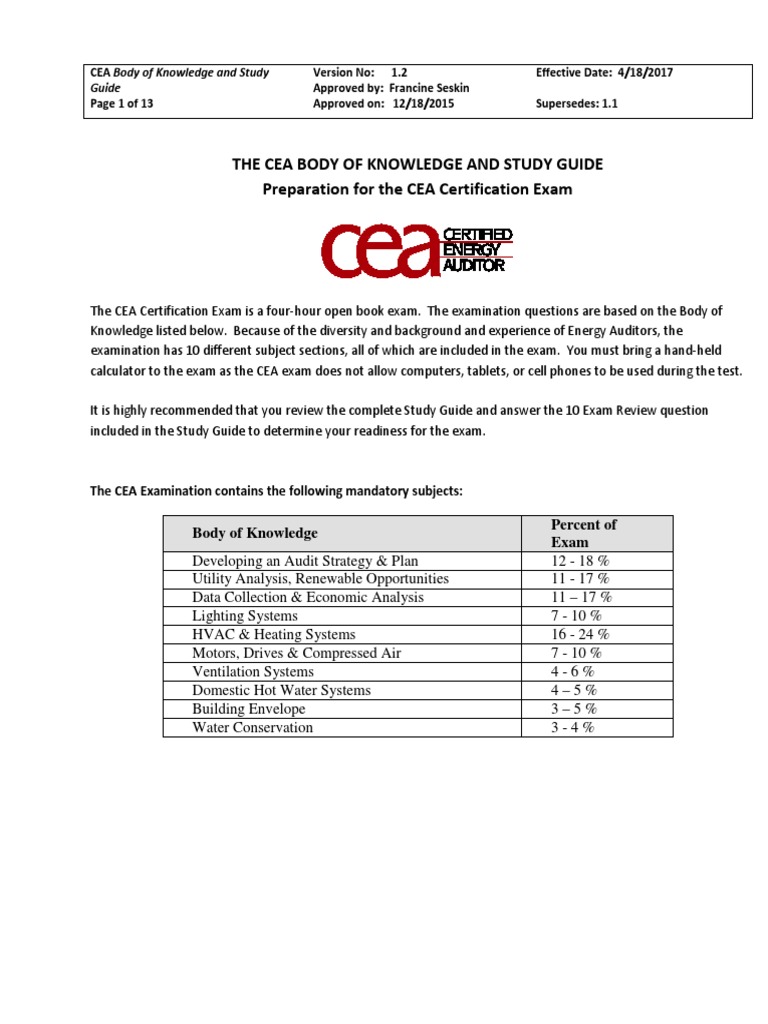 The Cea Body of Knowledge and Study Guide Preparation For The CEA ...