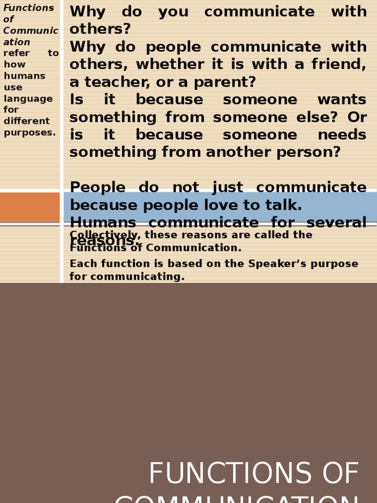 VII. Functions of Communication | PDF | Communication | Motivation