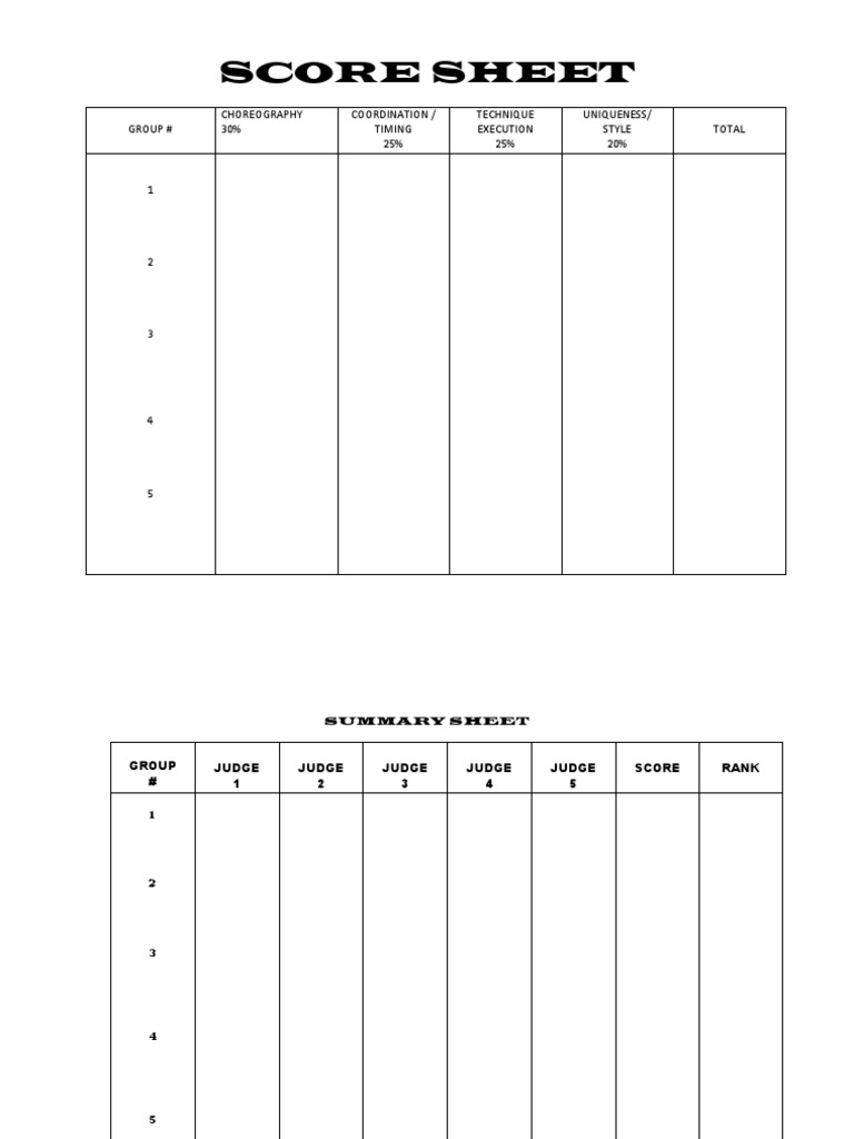 Score Sheet | PDF