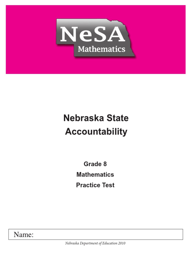 Grade 8 Mathematics Practice Test: Nebraska Department of Education ...