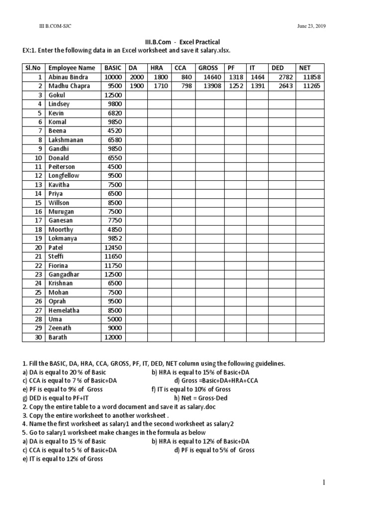 Excel Practical 1 | PDF | Spreadsheet | String (Computer Science)