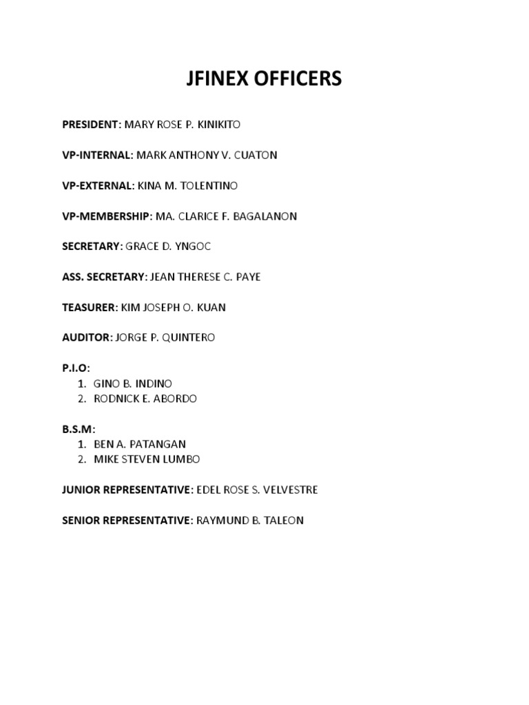 Jfinex Officers | PDF