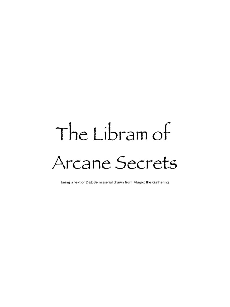 d20 - Magic The Gathering - Libram Arcanis | PDF | Fantasy Role Playing ...