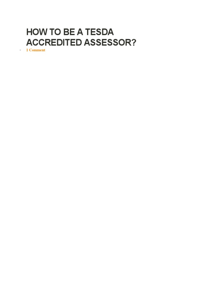 How To Be A Tesda Accredited Assessor | PDF | Business | Finance ...