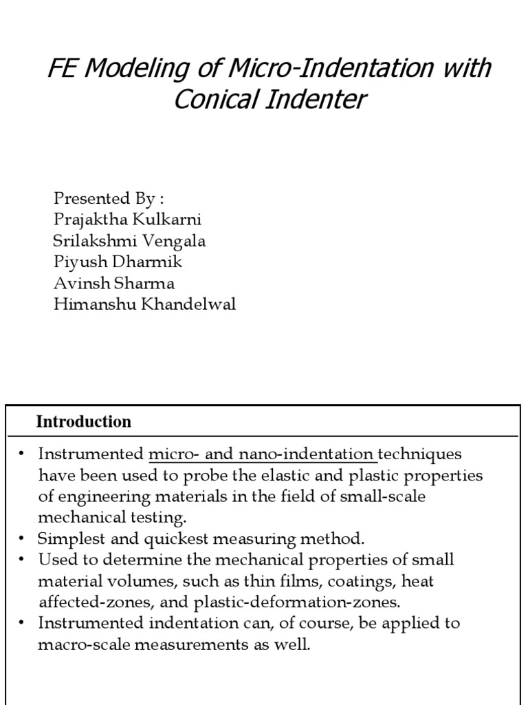 FE Modeling of Micro-Indentation With Conical Indenter | PDF | Hardness ...