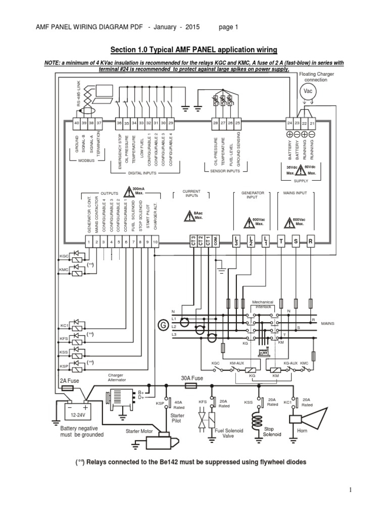 Section 1.0 Typical AMF PANEL Application Wiring | PDF | Switch | Relay