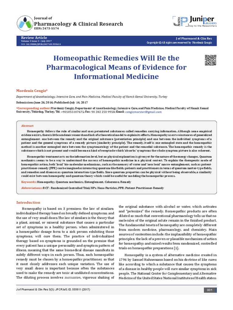 Homeopathic Remedies Will Be The Pharmacological Means of Evidence For ...