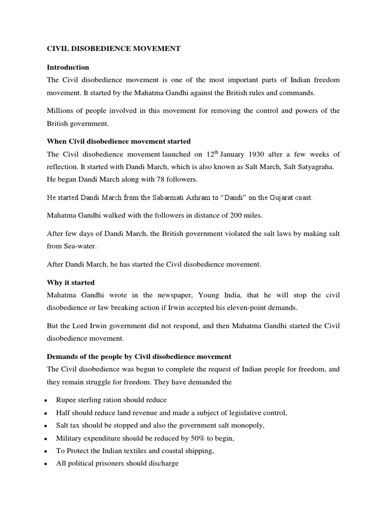 Civil Disobedience Movement | Download Free PDF | Resistance To The ...