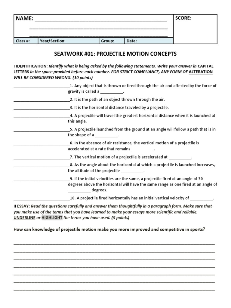 Science 9 4th Sw 01 Concepts Of Projectile Motion Download Free Pdf Projectiles Spacetime