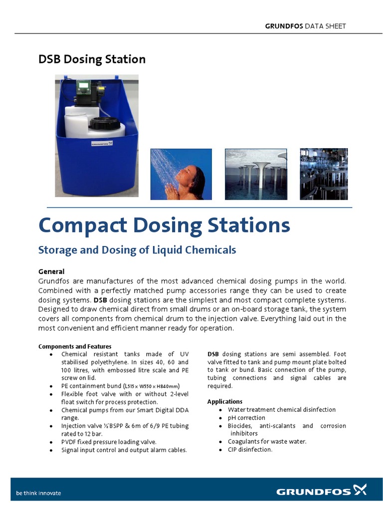 Grundfos DSB Dosing Station Data Sheet | PDF | Pump | Polyethylene