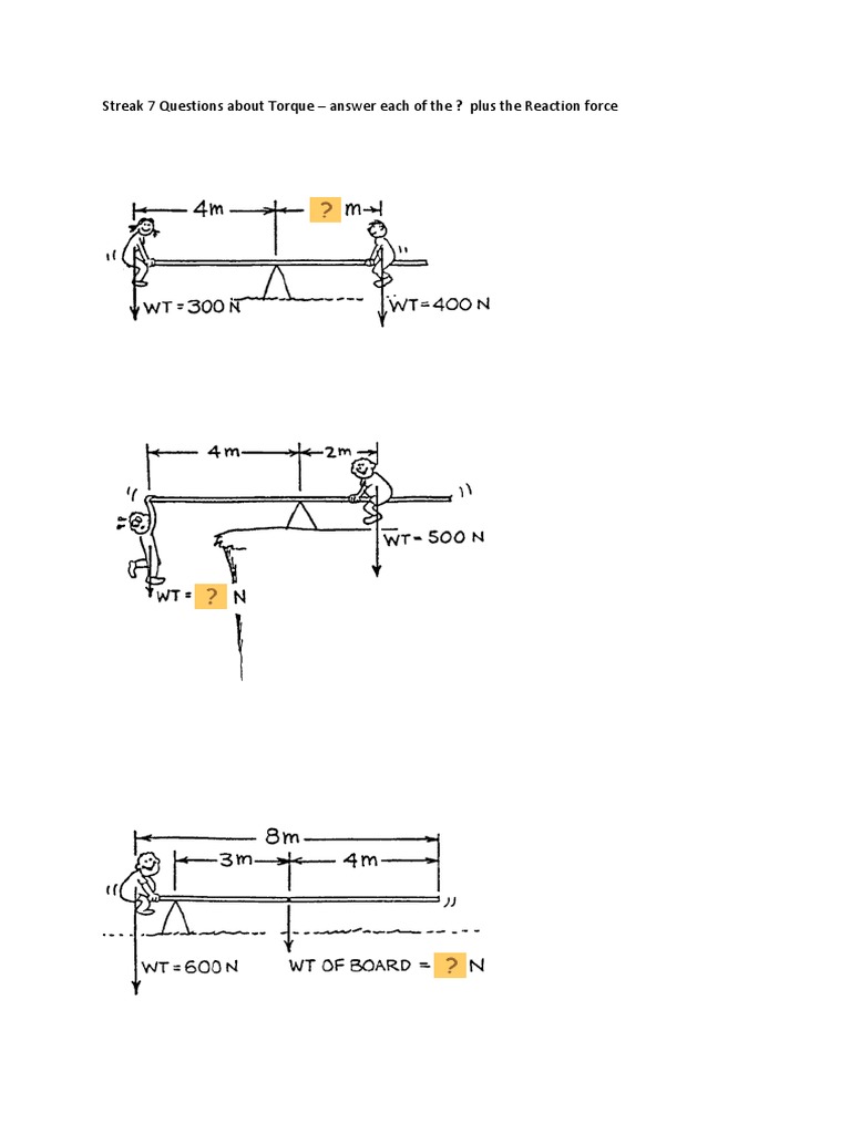 Streak 7 Questions About Torque - Answer Each of The ? Plus The ...