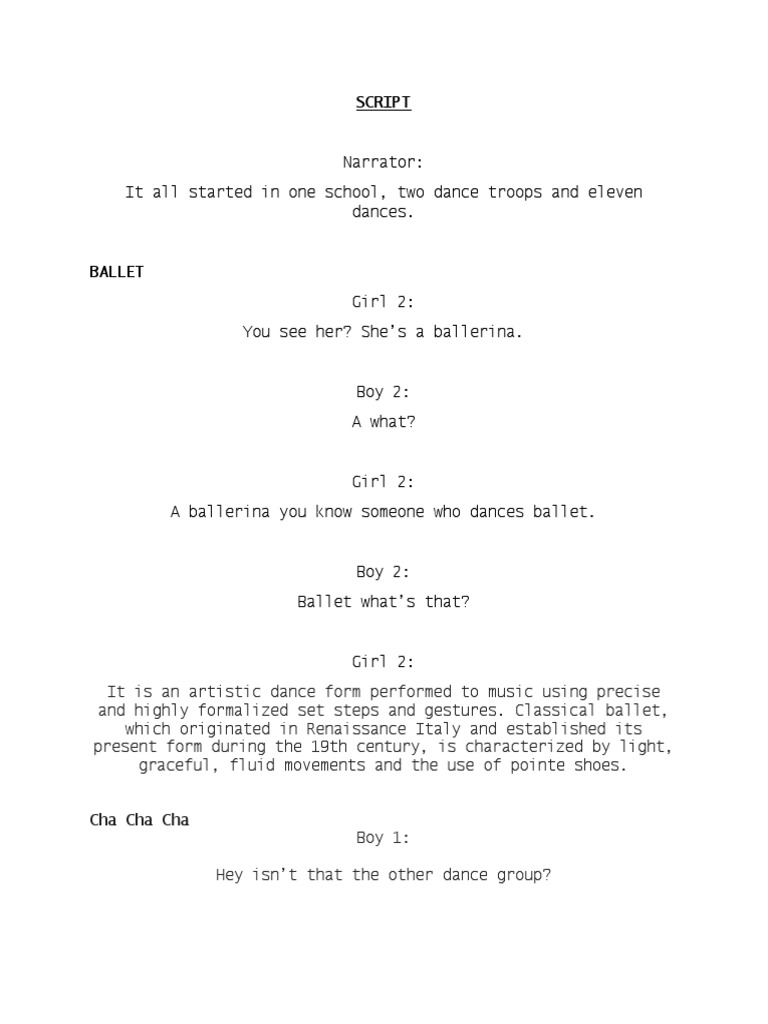 Script Dance | PDF | Dances | Ballet