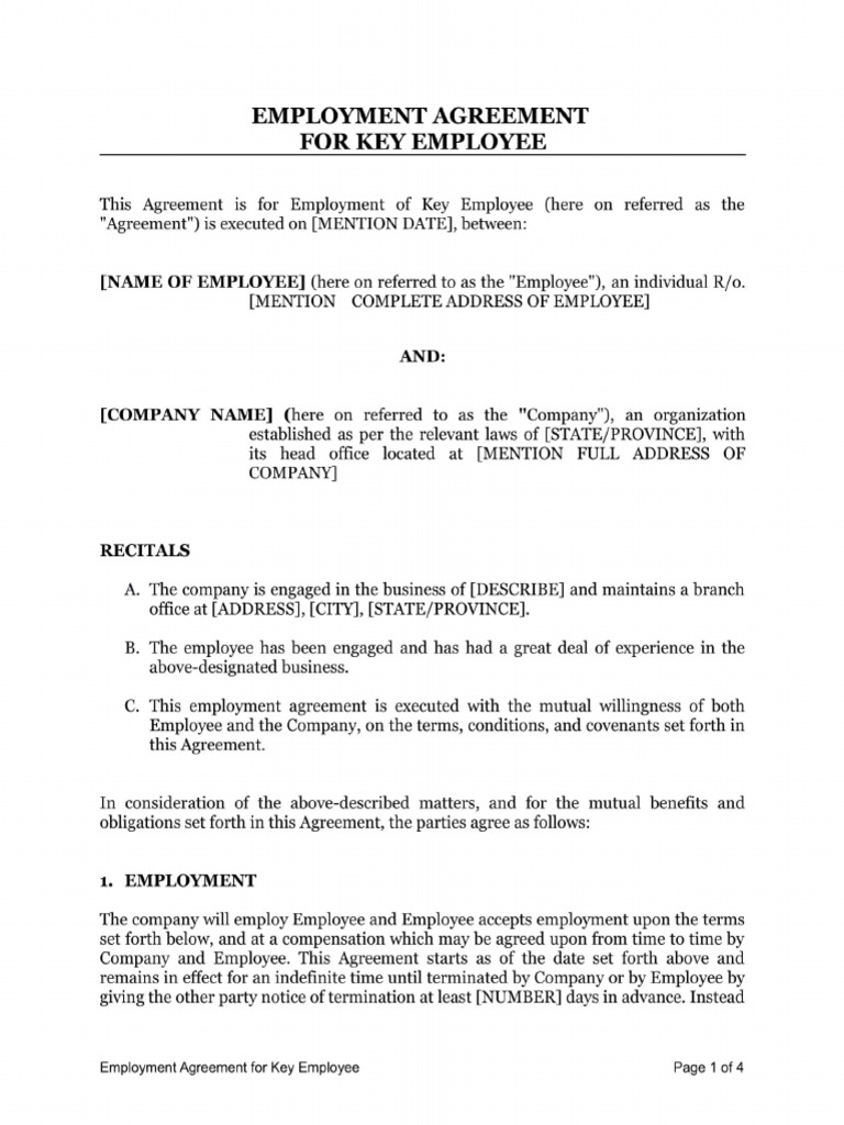 Employment Agreement Format | PDF