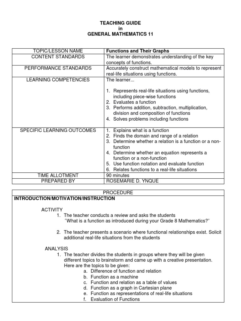 Teaching Guide in General Mathematics 11 | PDF | Qualitative Research ...