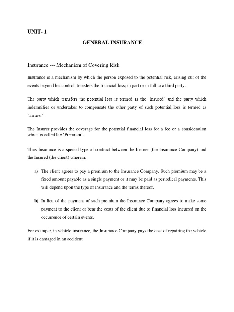 UNIT1 To 6 Insurance XII | PDF | Indemnity | Liability Insurance