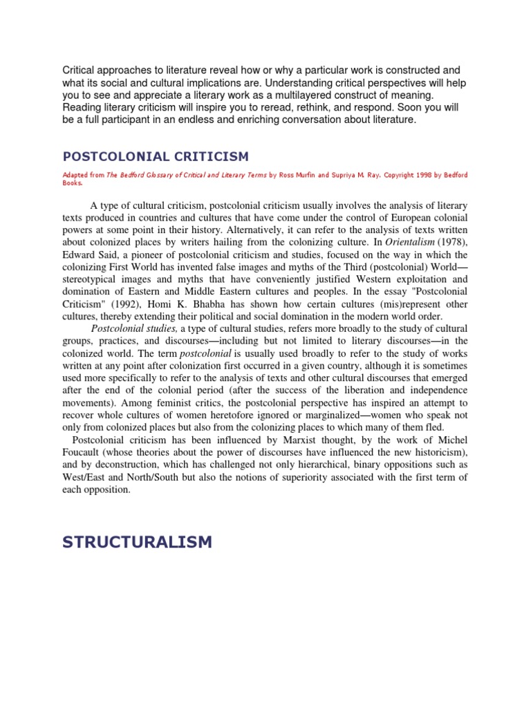 Literary Critical Approaches | PDF | Deconstruction | Gender