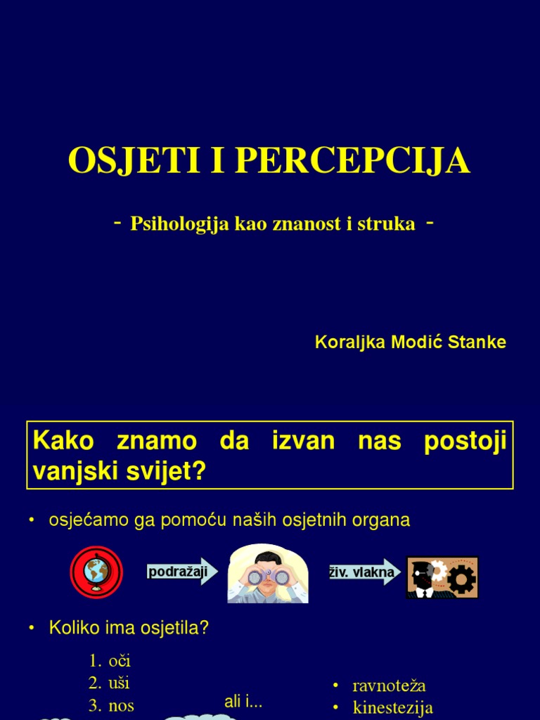 Osjeti - I - Percepcija-Za Studente - Pps | PDF