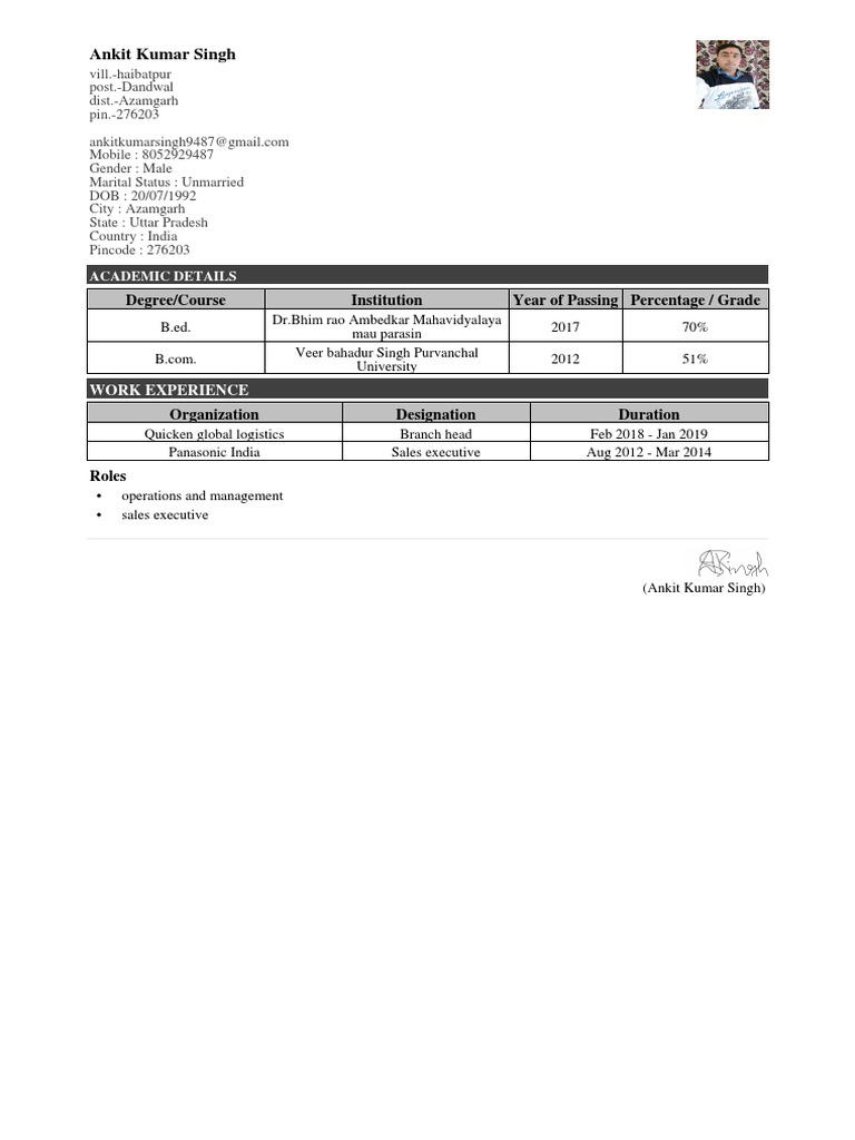 Ankit Kumar Singh - Entry Level Resume - 01 PDF | PDF