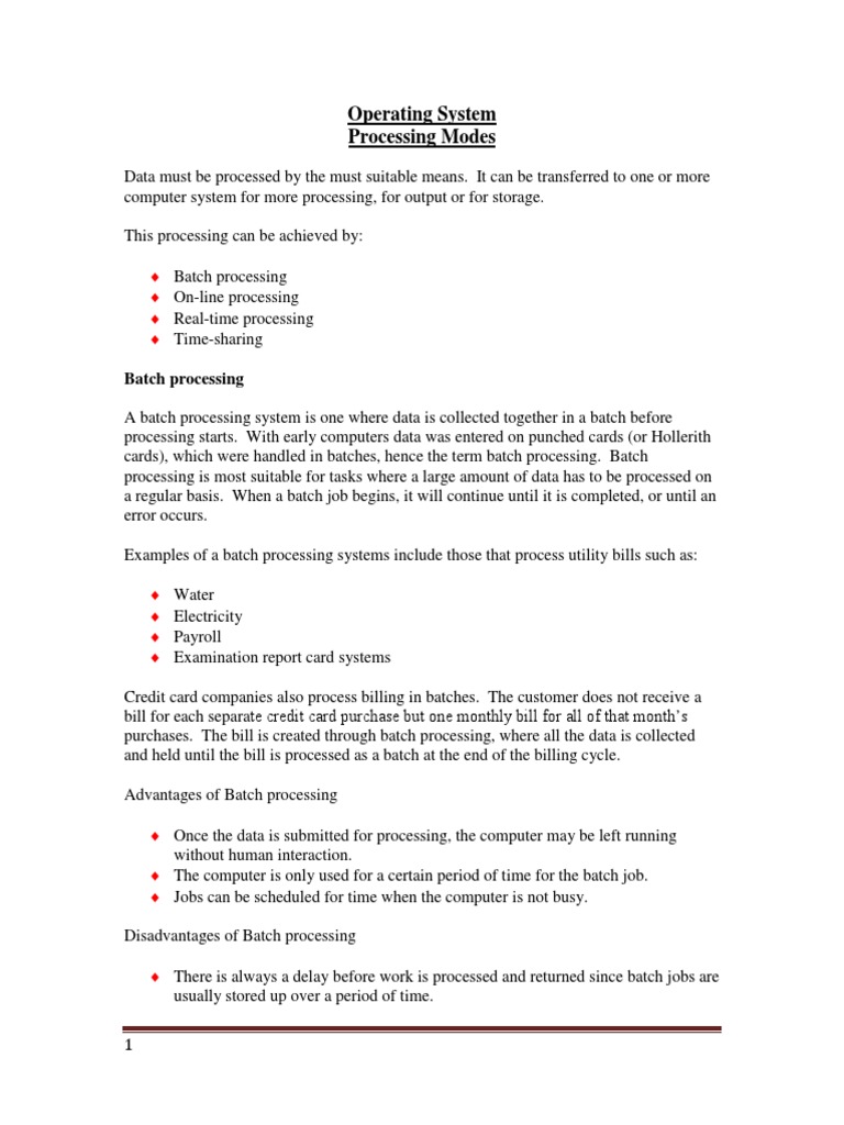 Lesson Notes - Processing Modes Data Transfer | Download Free PDF ...
