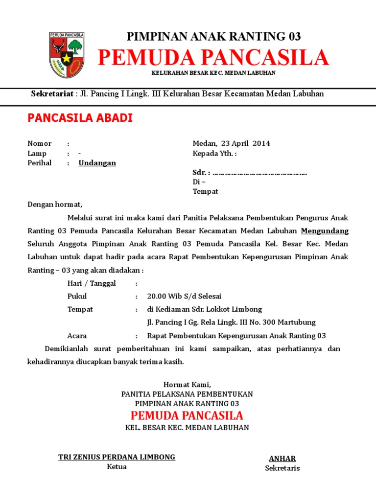 Undangan Pemuda Pancasila | PDF