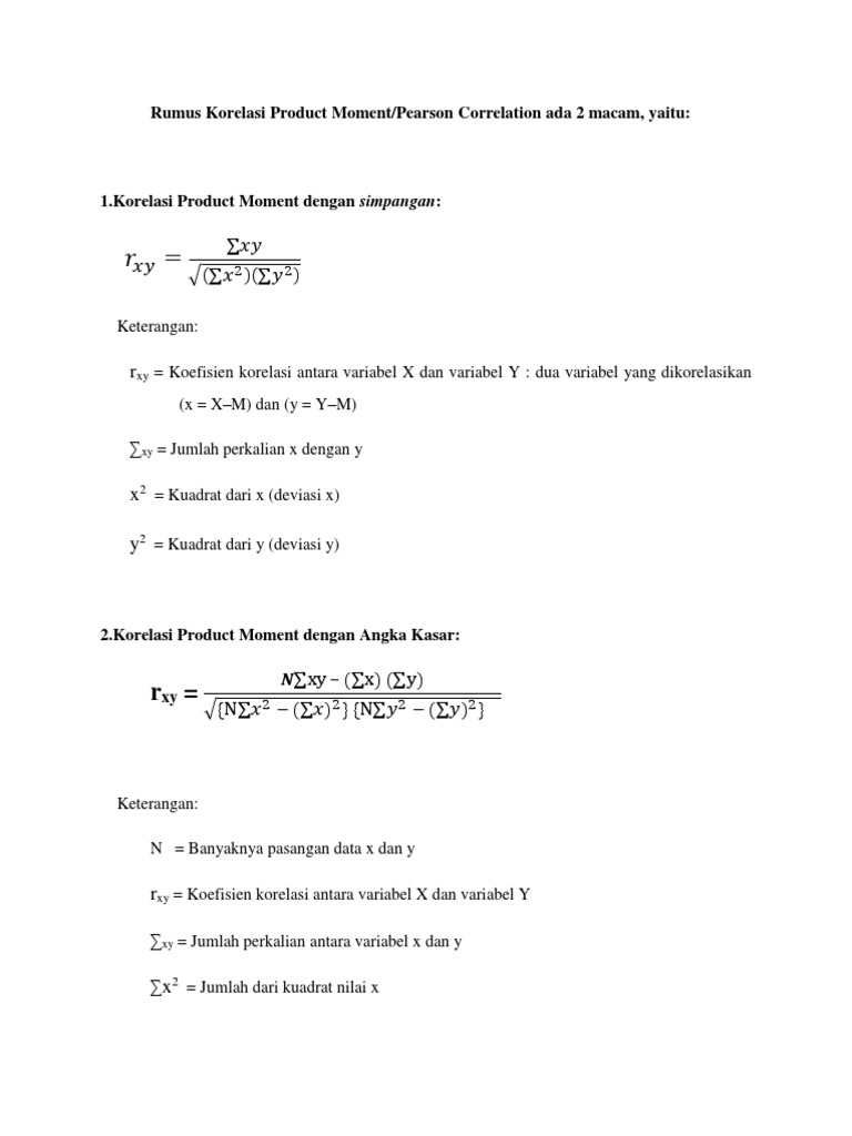 Rumus Korelasi Product Moment | PDF | Metode & Bahan Ajar