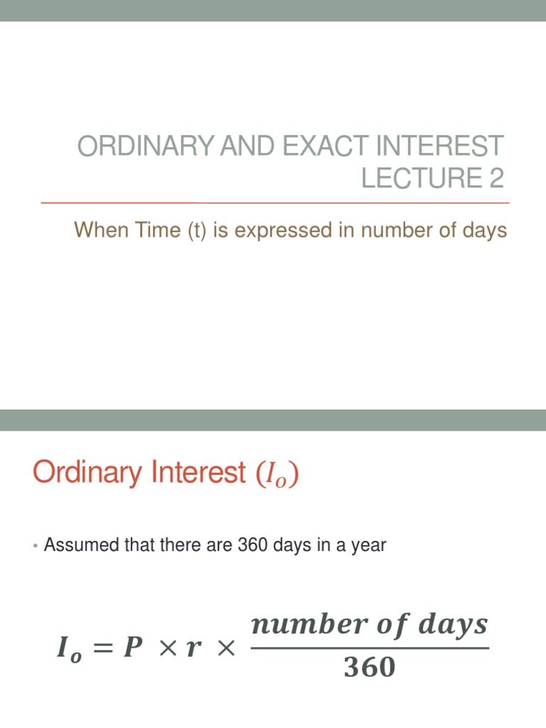 2 Exact and Ordinary Interest PDF | PDF