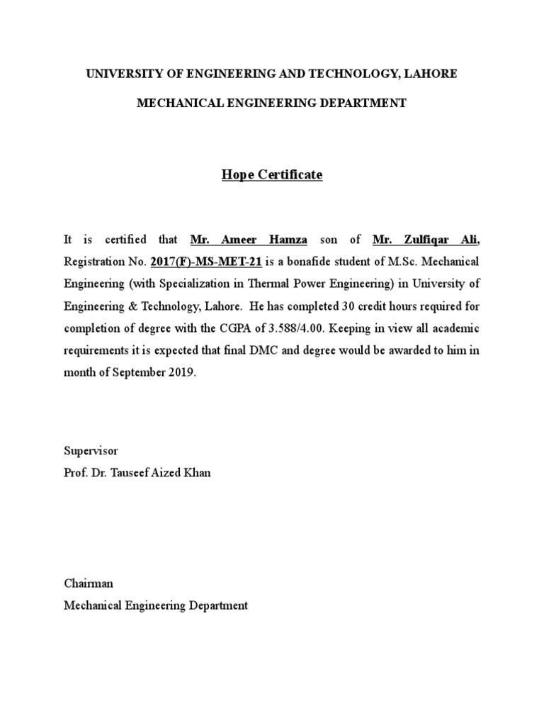 Hope Certificate | PDF