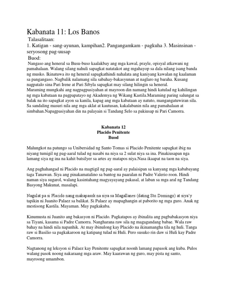El Filibusterismo Kabanata 11 Buod Tauhan Aral Atbp Noypitv - Coronatodays