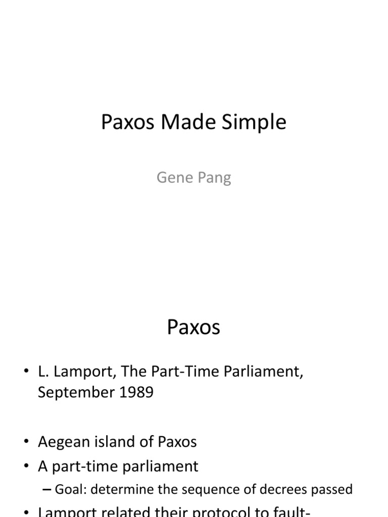 Paxos Made Simple: Gene Pang | PDF | Concurrency (Computer Science) | Theoretical Computer Science